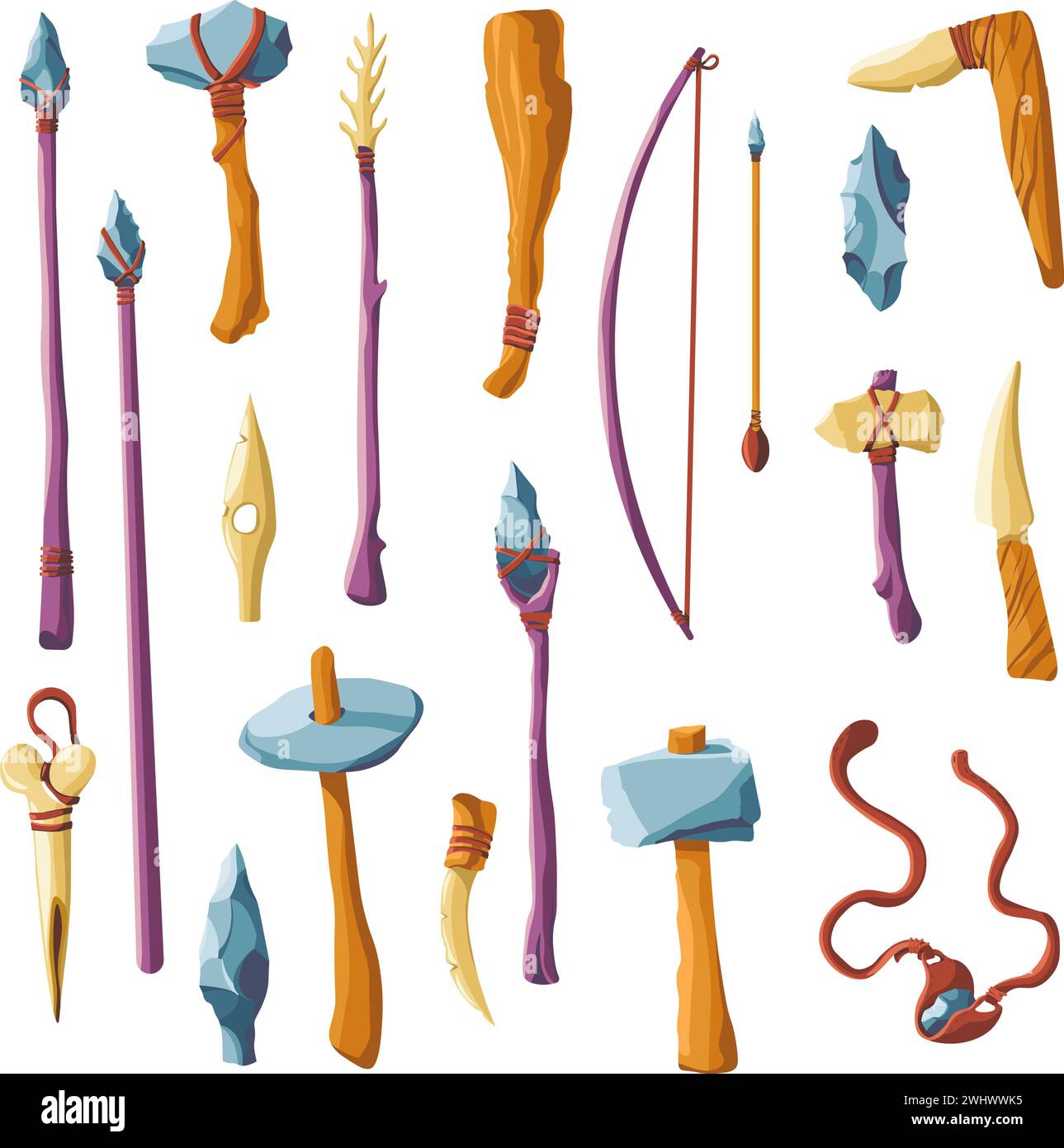 Prehistoric tools. Caveman old tool for hunting, stone age instrument ...