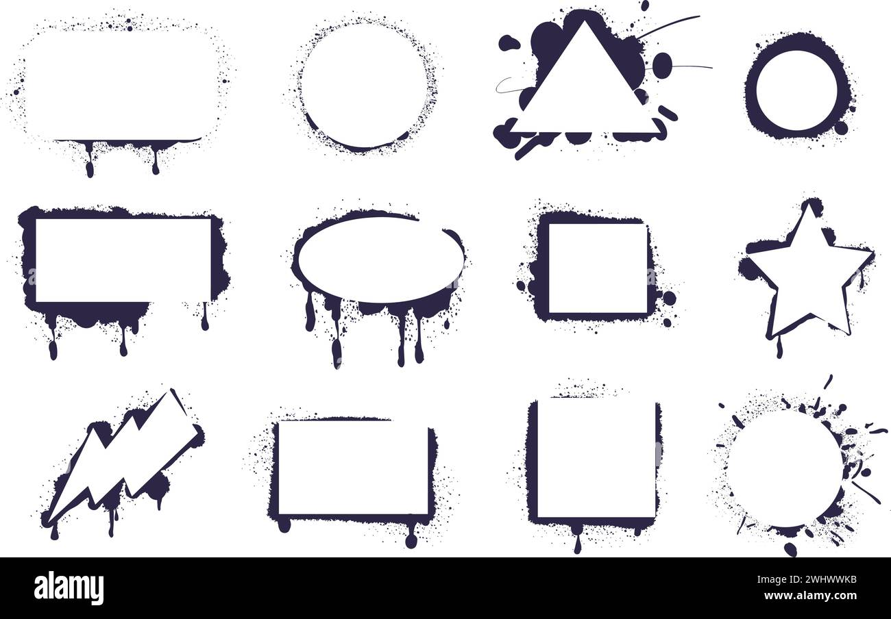 Airbrush frames. Stencil spray frame, distressed airbrush square circle ...