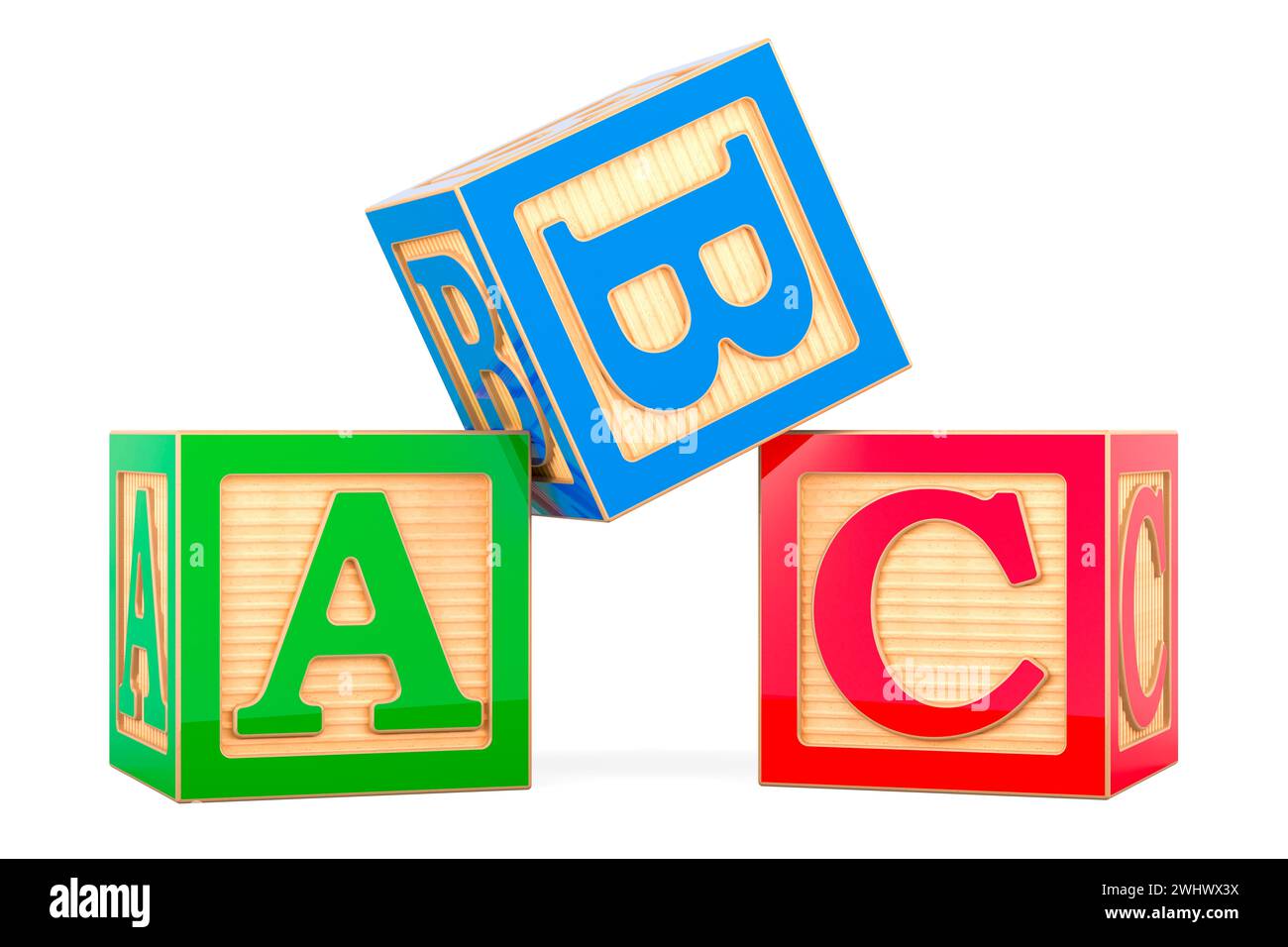 ABC Wooden Blocks Alphabet Letters Learning Block Set. 3D rendering ...