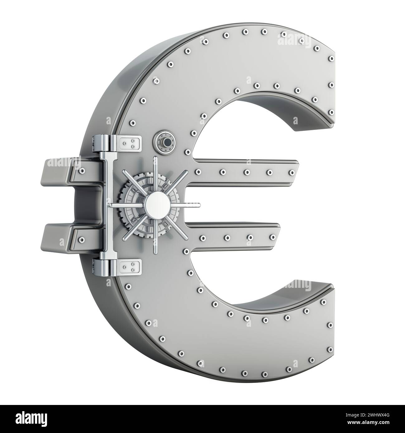 Euro symbol as combination safe box, 3D rendering isolated on white ...
