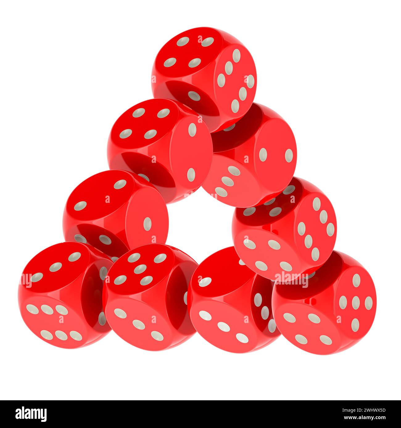 Impossible Triangle from red dices, 3D rendering isolated on white ...