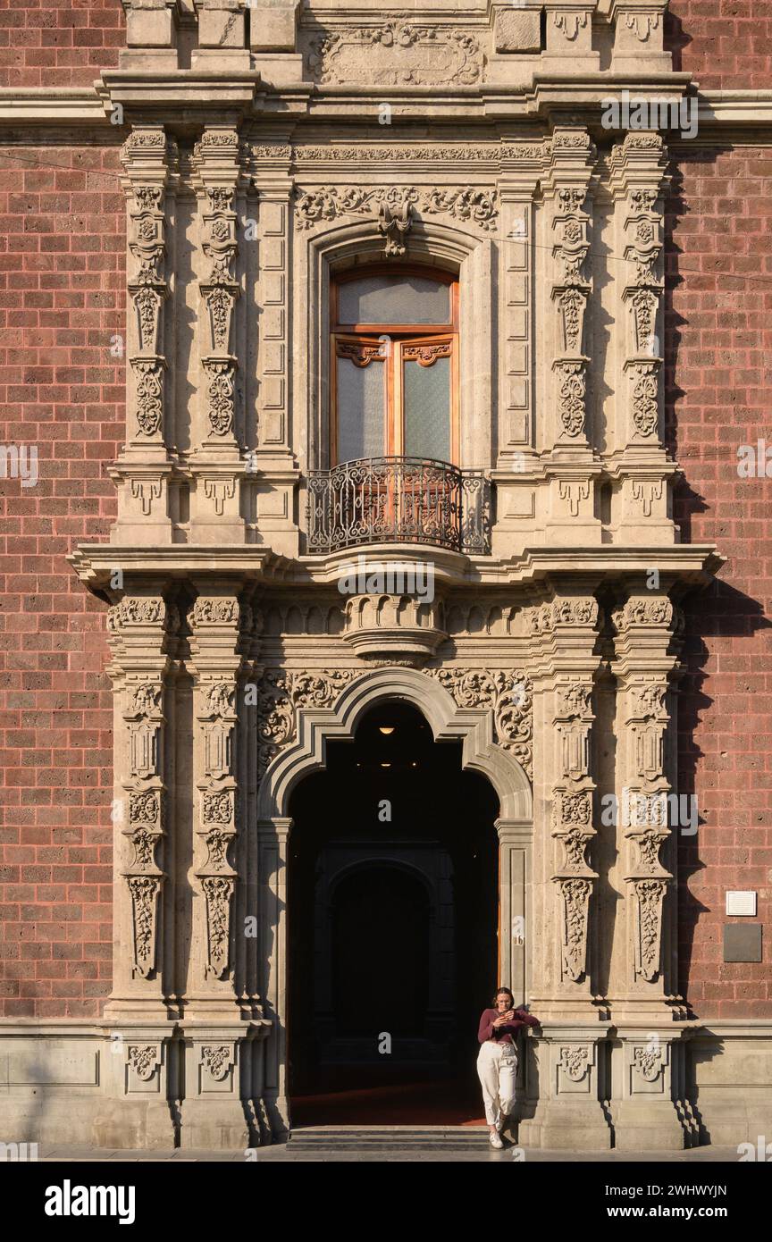 Ornate Spanish baroque doorway in the historic centre of Mexico City ...