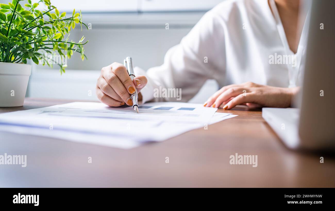 Auditor or internal revenue service staff, Business women checking ...