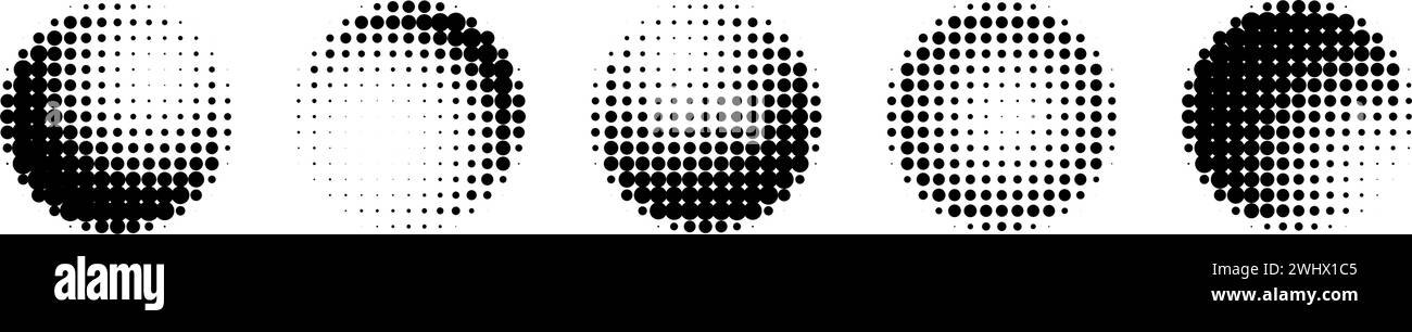 set of dotted circle halftone patterns. Vector illustration Stock ...