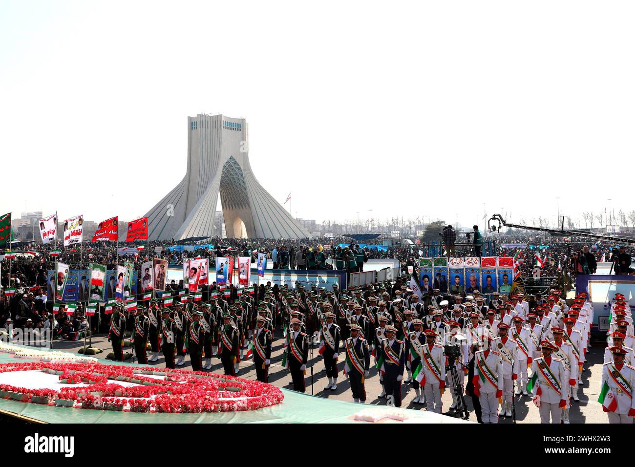 Iranian President Ebrahim Raisi speaks during the 45th anniversary of ...