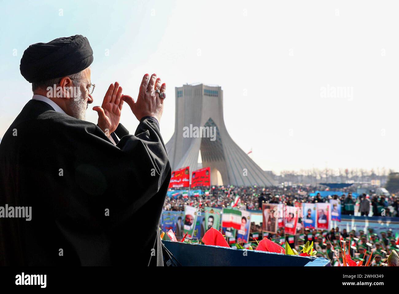 Iranian President Ebrahim Raisi speaks during the 45th anniversary of ...
