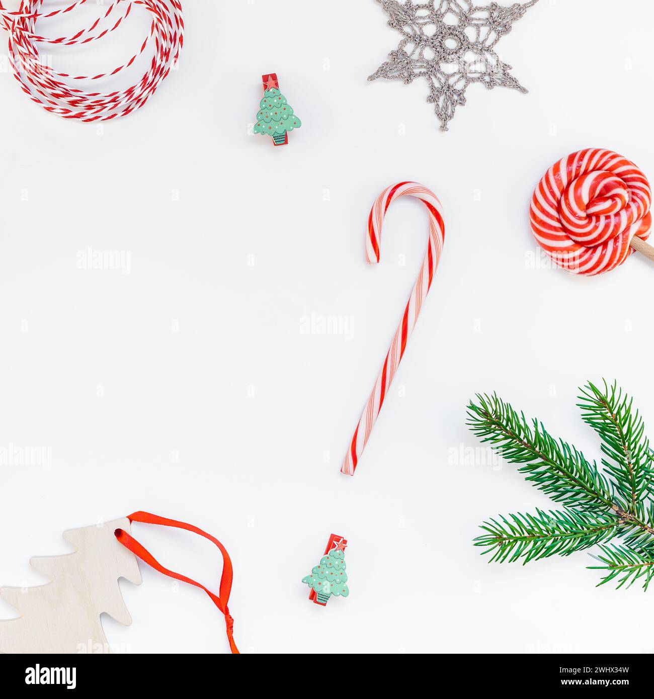 Christmas decoration pattern on white background Stock Photo - Alamy