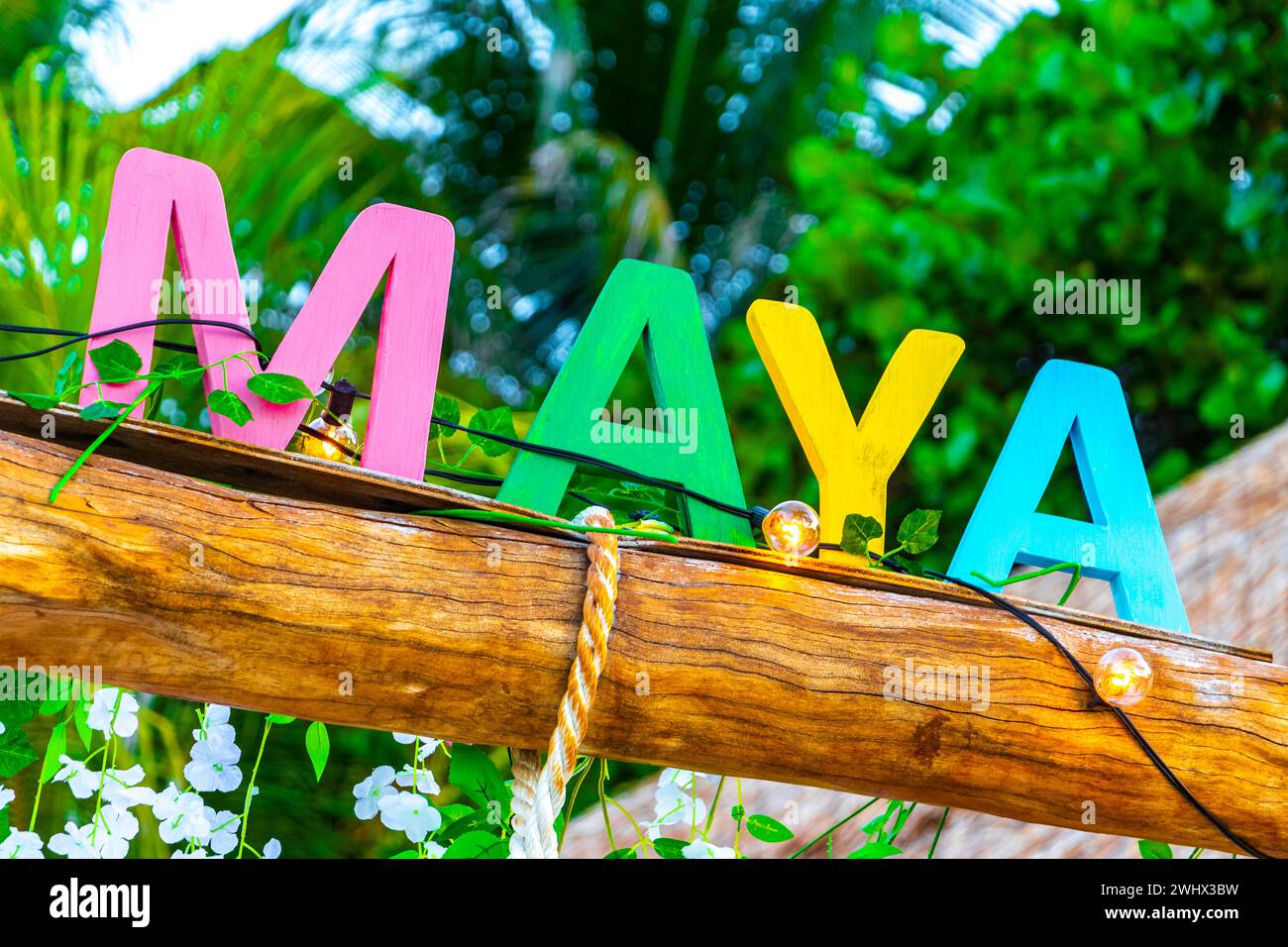 Playa del Carmen Mexico 14. August 2023 Colorful Riviera Maya lettering ...