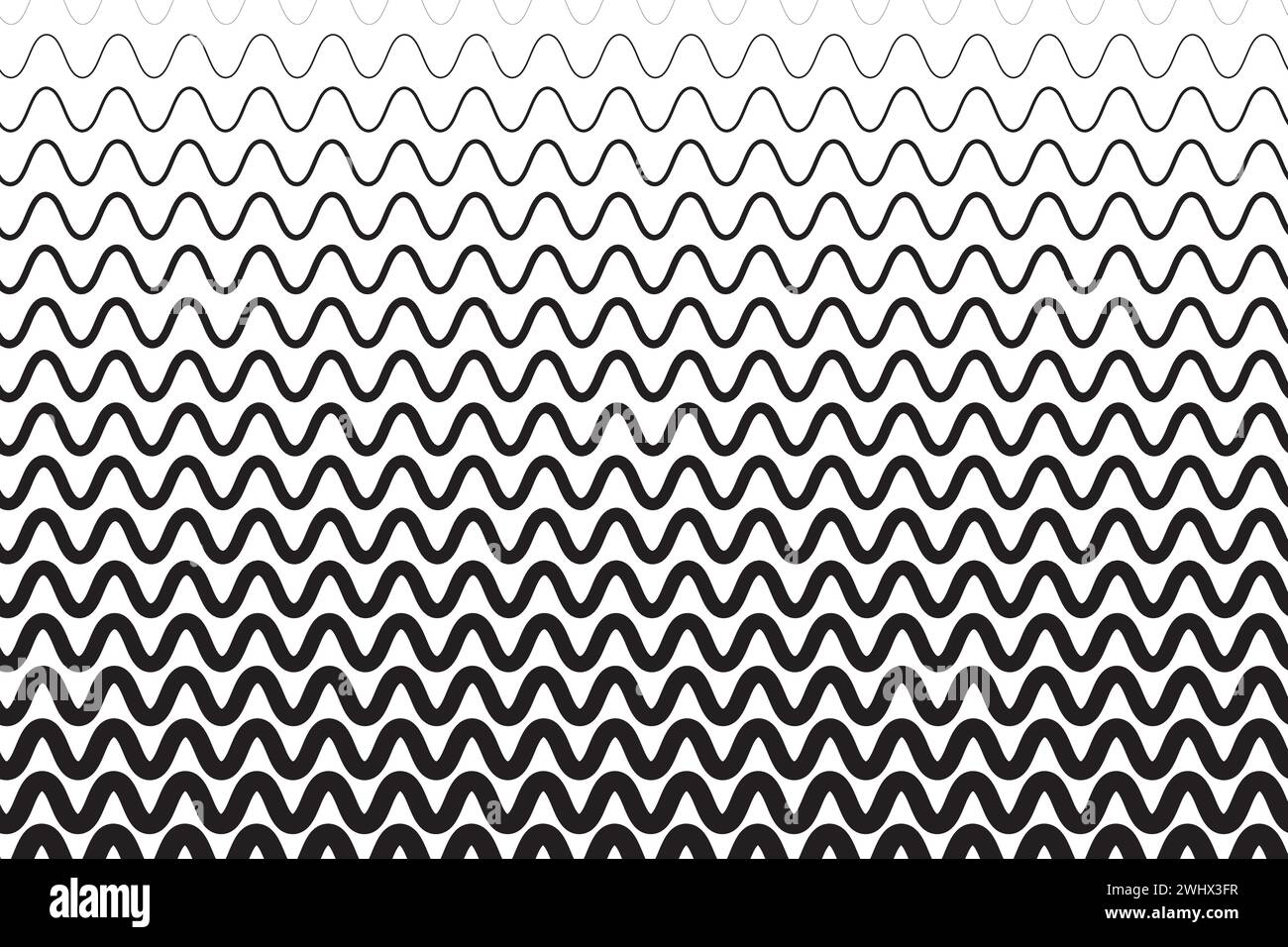 Horizontal wavy lines of different thicknesses. Background with black ...