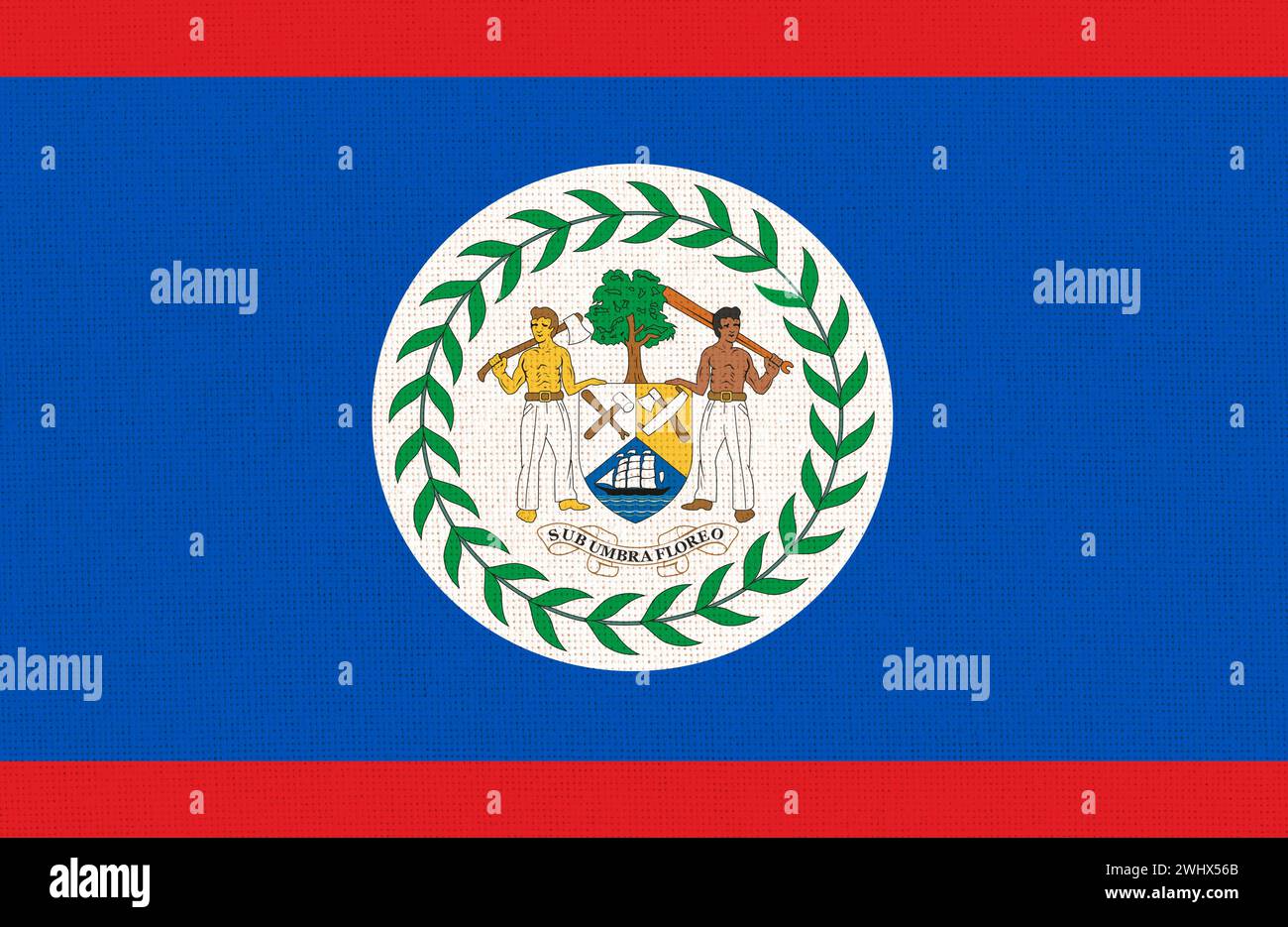 Flag of Belize on fabric surface. Belize national flag on textured ...