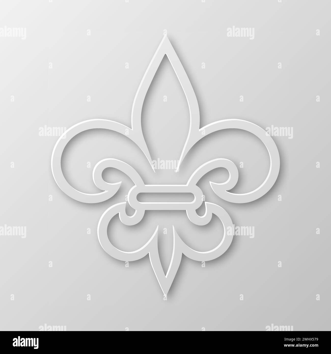 Vector Realistic Paper 3d Fleur De Lis Closeup on White Background ...