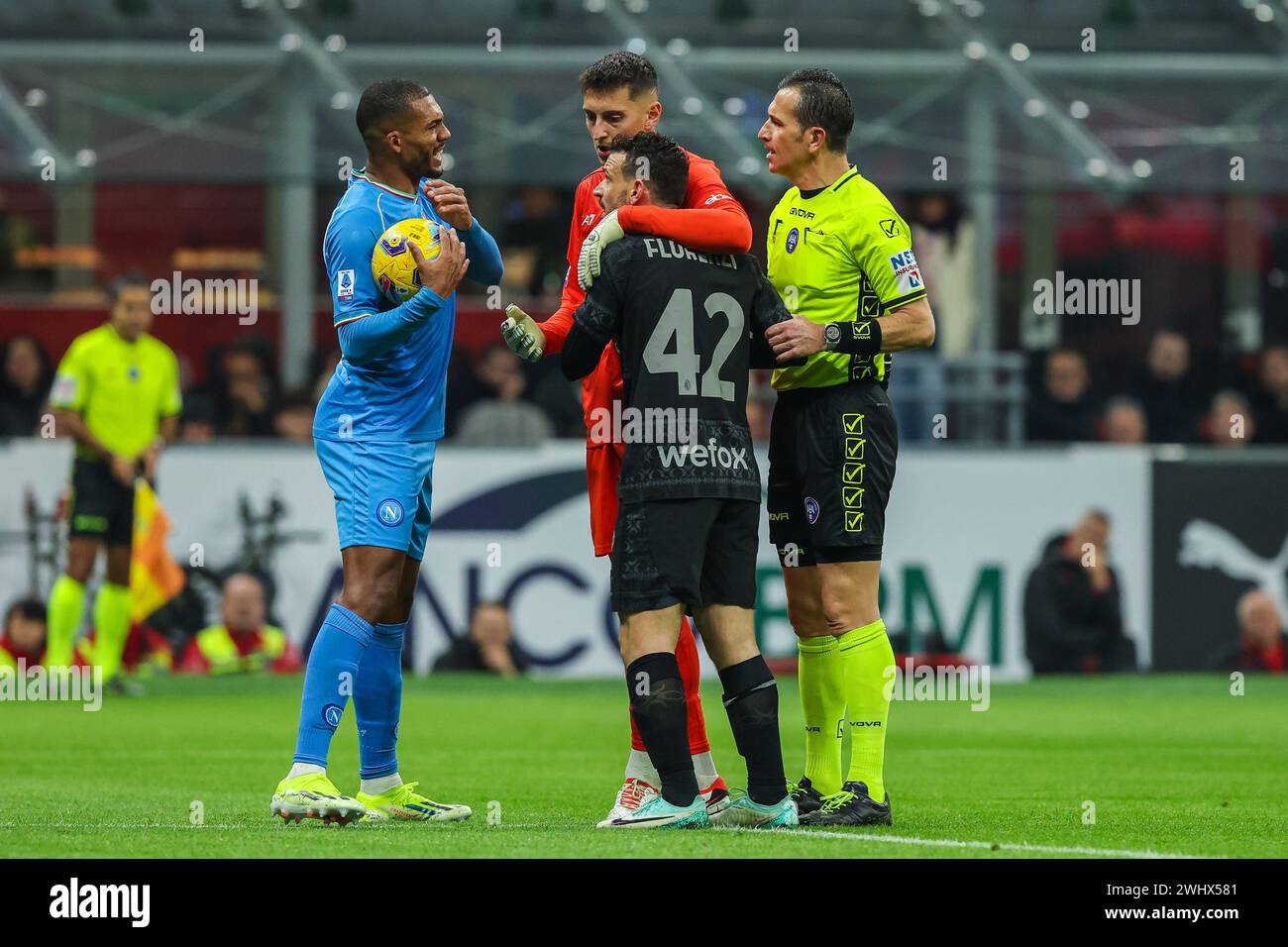 Milan, Italy. 11th Feb, 2024. Juan Jesus of SSC Napoli protests with ...