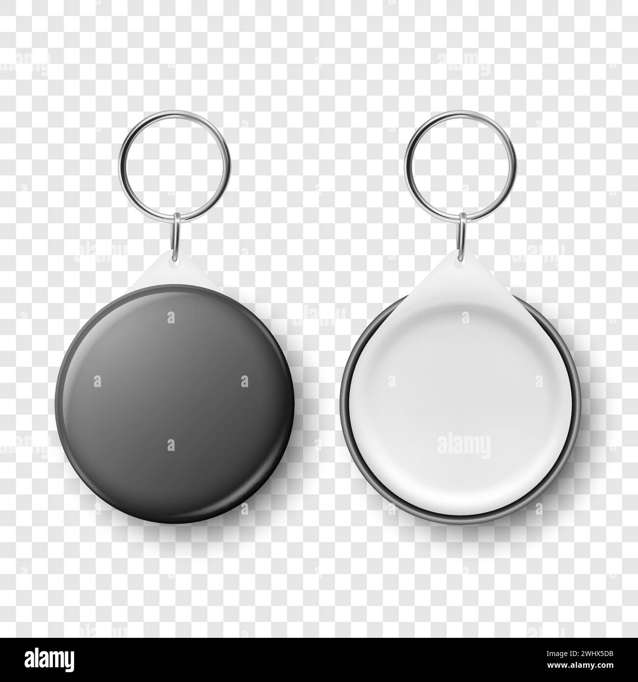 Vector 3d Realistic Black Blank Round Button Badge with Ring Holder ...