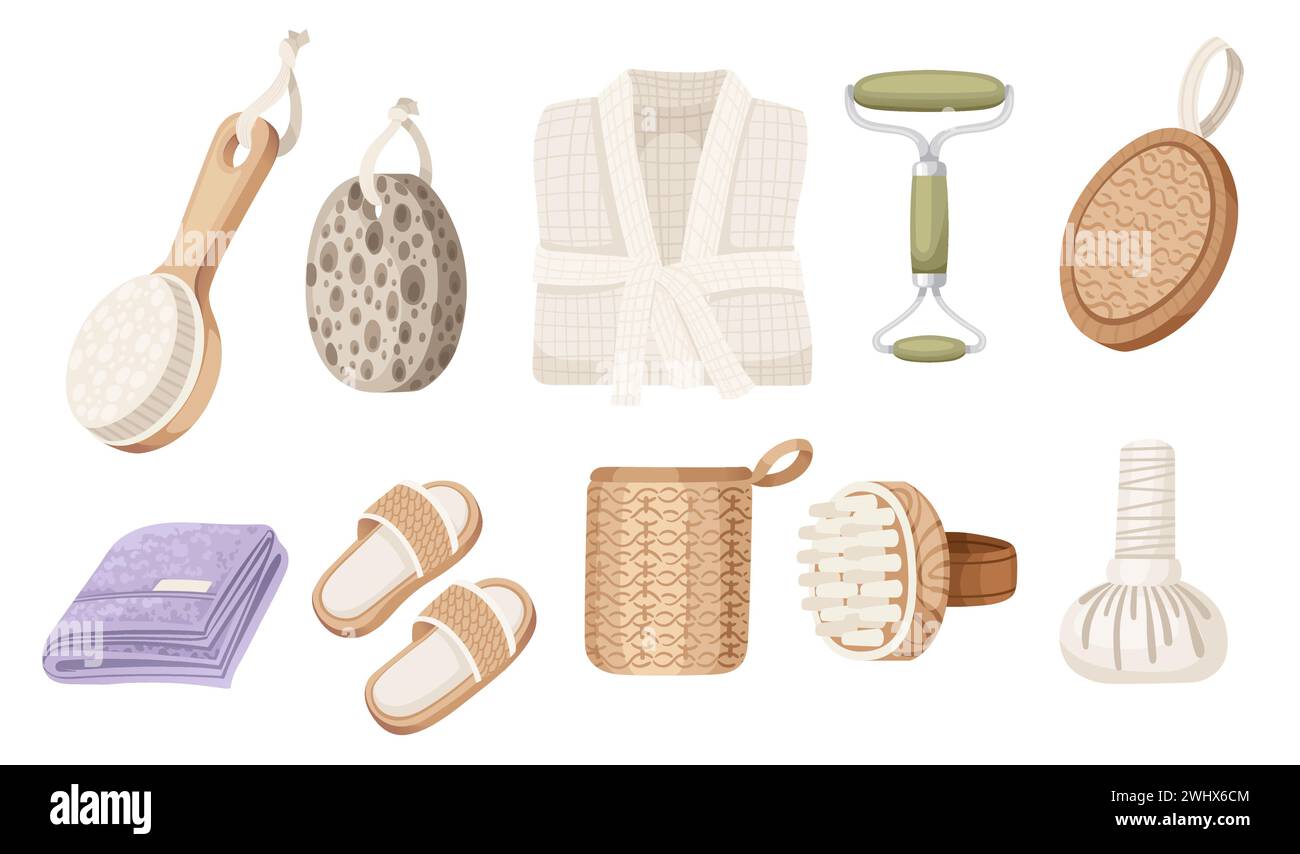 Set of items for bath or shower theme vector illustration isolated on ...