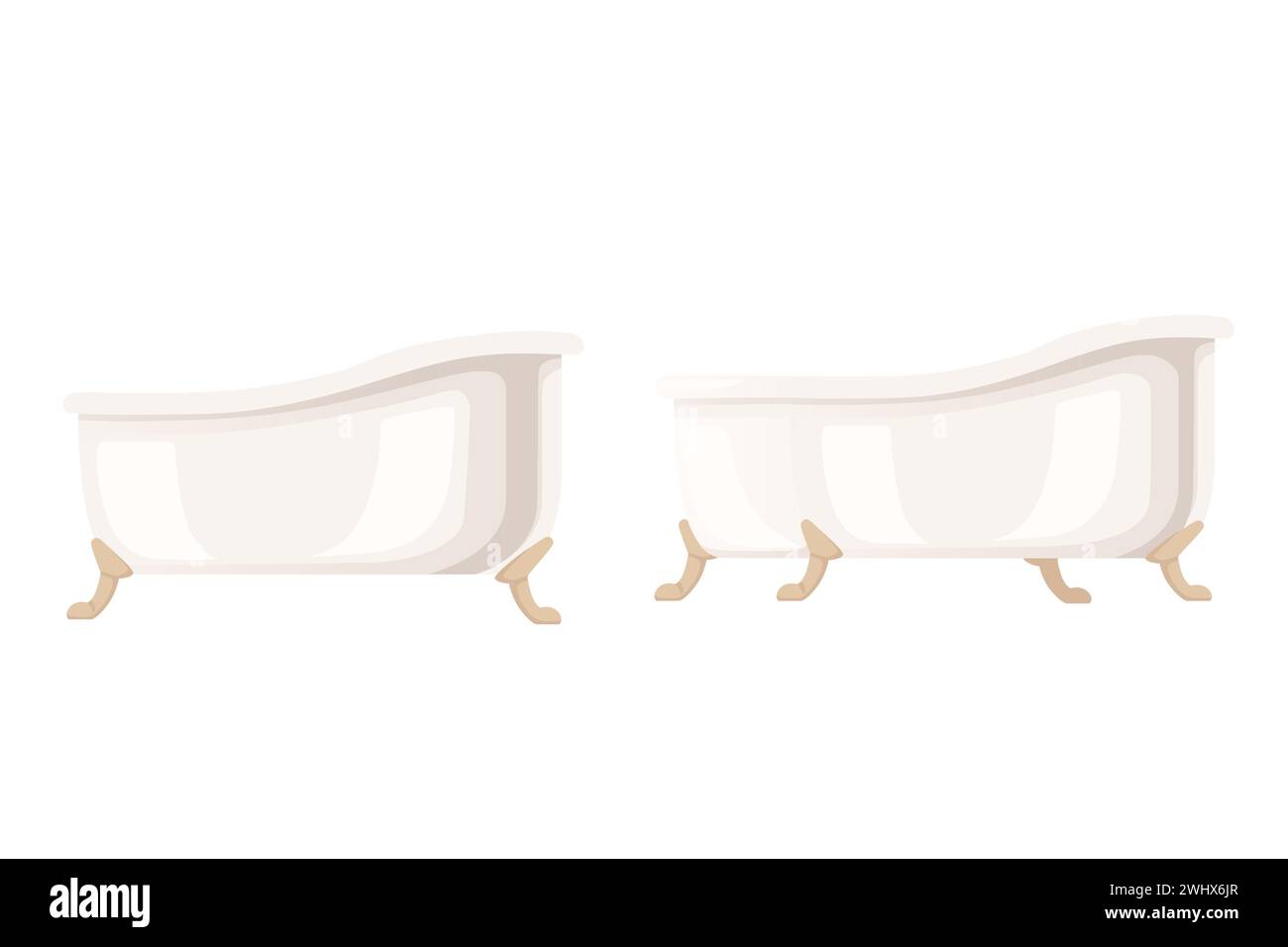 White ceramic modern bath with steel legs vector illustration isolated ...