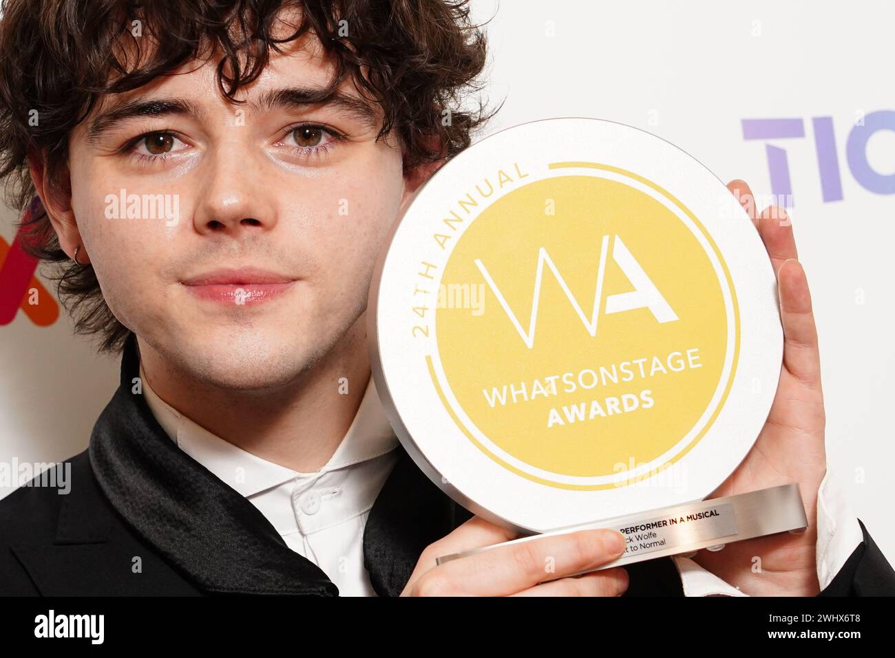 Jack Wolfe with the award for Best Supporting Performer in a Musical at ...