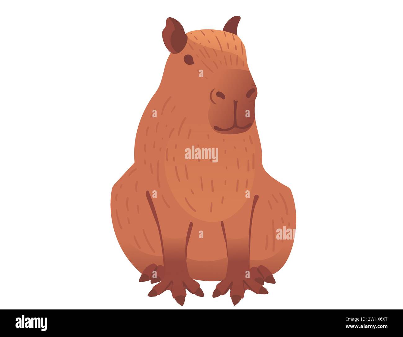 Big mammal cute capybara cartoon animal design vector illustration isolated on white background ...