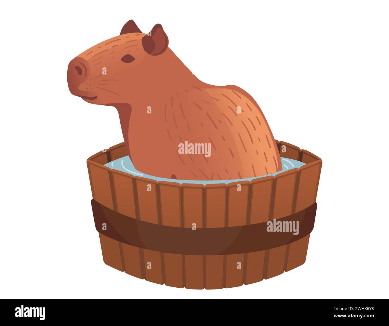 Big mammal cute capybara cartoon animal design vector illustration isolated on white background ...