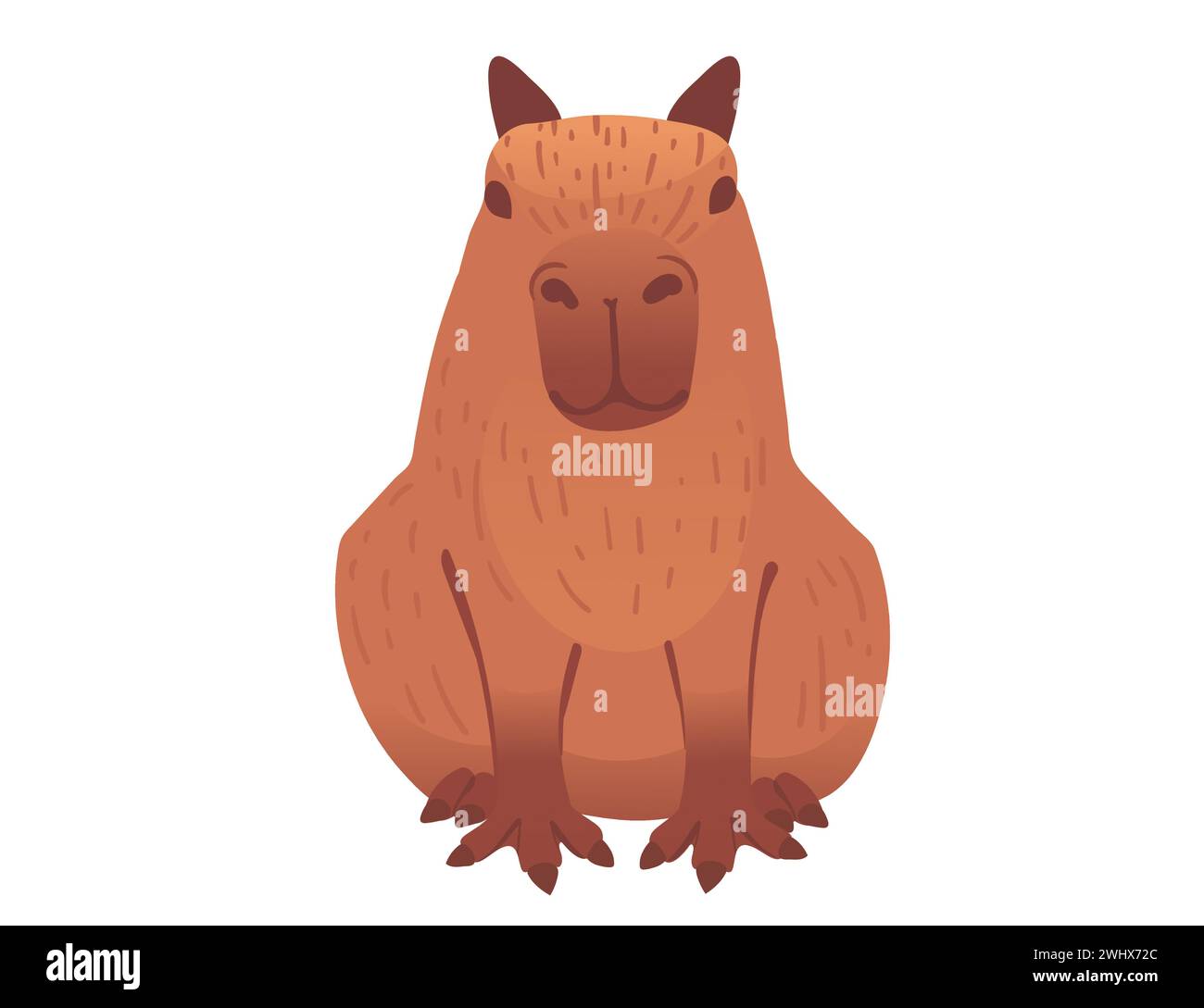 Big mammal cute capybara cartoon animal design vector illustration isolated on white background ...