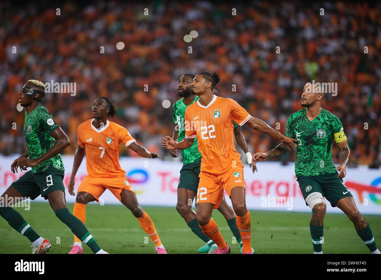 ABIDJAN, IVORY COAST, FRIDAY, FEBRUARY 11, 2024. Duel between the Ivorians Sébastien Haller ...