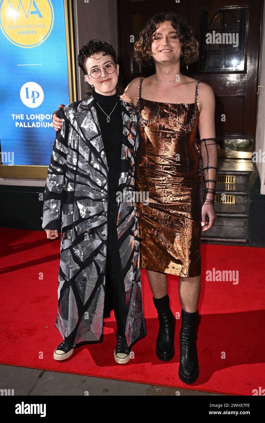 London, UK. February 11th, 2024. Lucy Moss and Toby Marlow arriving at ...