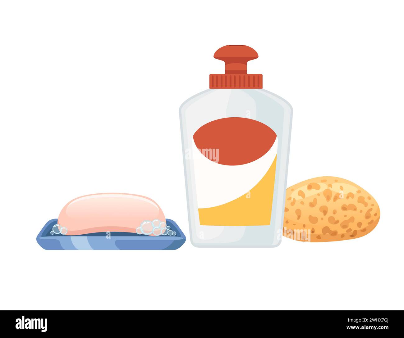 Households chemical liquid in plastic bottle with and sponge vector ...