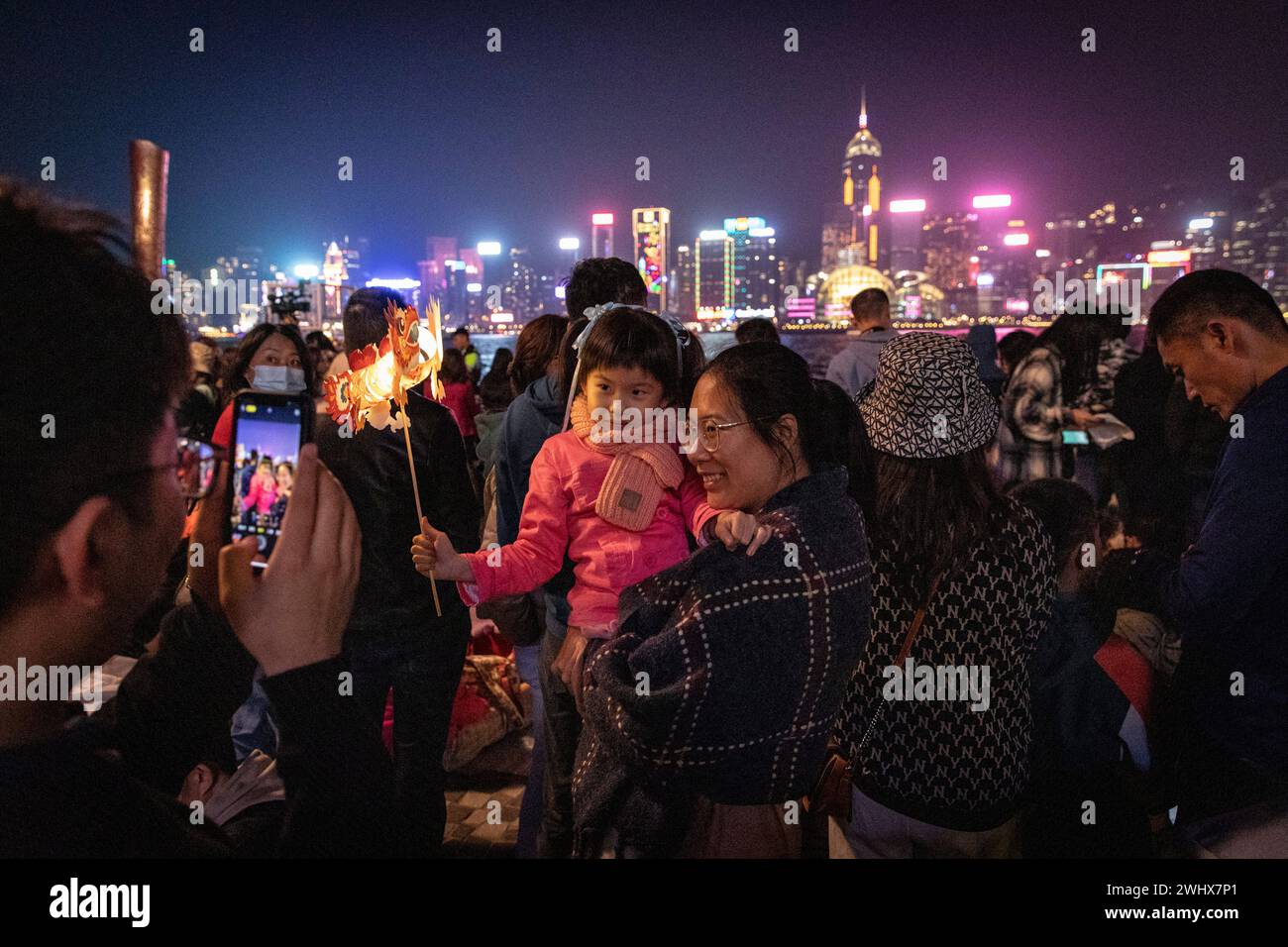 Hong Kong, Hong Kong. 11th Feb, 2024. Mother and daughter pose for a ...