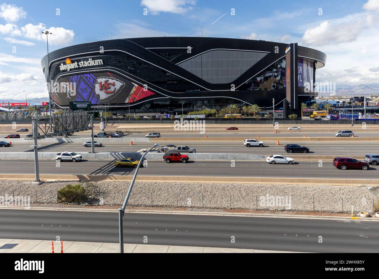 Las Vegas, USA. 09th Feb, 2024. Massive graphics on the outside of ...