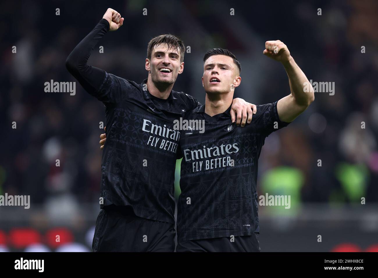 Milano, Italy. 11th Feb, 2024. Jan-Carlo Simic and Matteo Gabbia of Ac ...