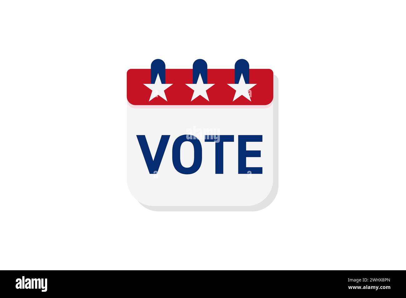 Elections reminder icon. Tear-off calendar with american star symbol ...