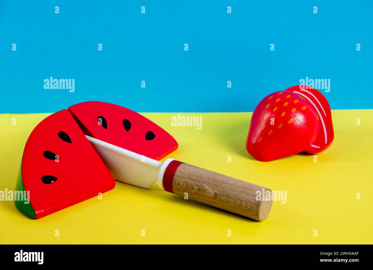 Healthy watermelon and strawberry plastic fruits Stock Photo - Alamy