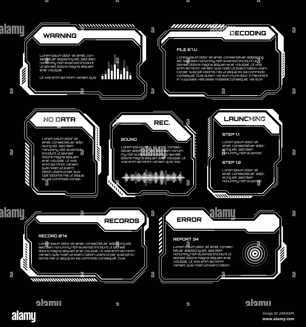 White futuristic HUD, UI elements. Sci-fi user interface text boxes ... White futuristic HUD, UI elements. Sci-fi user interface text boxes ...
