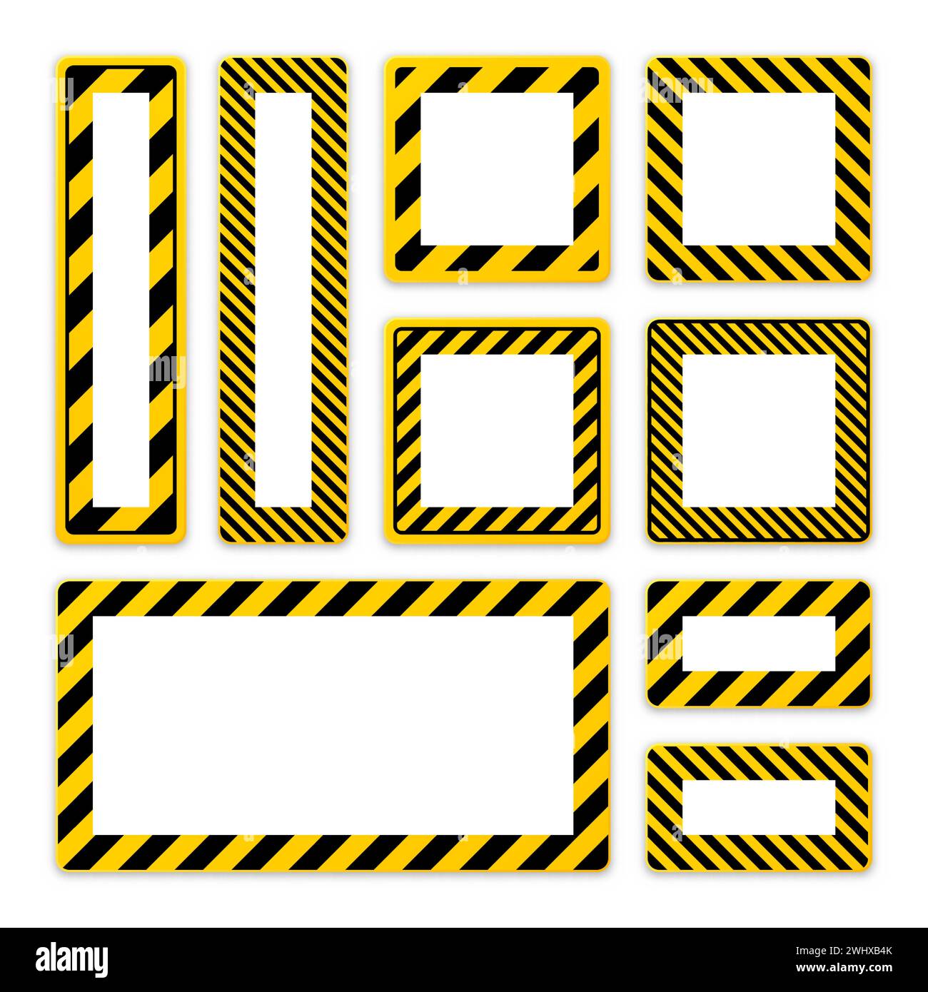 Various blank warning signs with diagonal lines. Red attention, danger ...