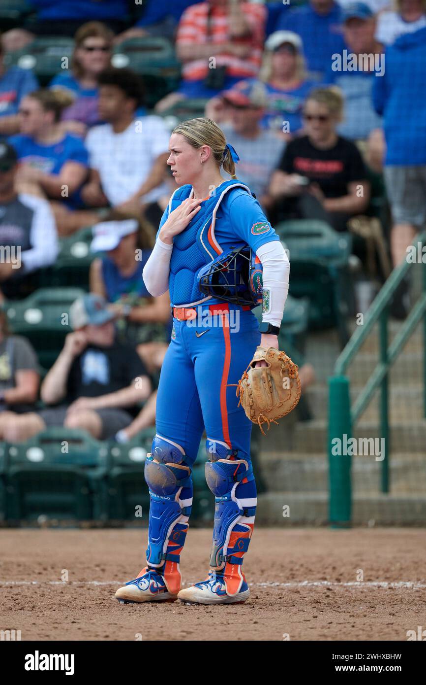 Florida Gators catcher Emily Wilkie (18) during an NCAA softball game ...