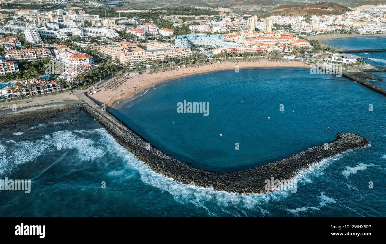 Top view of a seawall next to the beach in Tenerife Stock Photo - Alamy