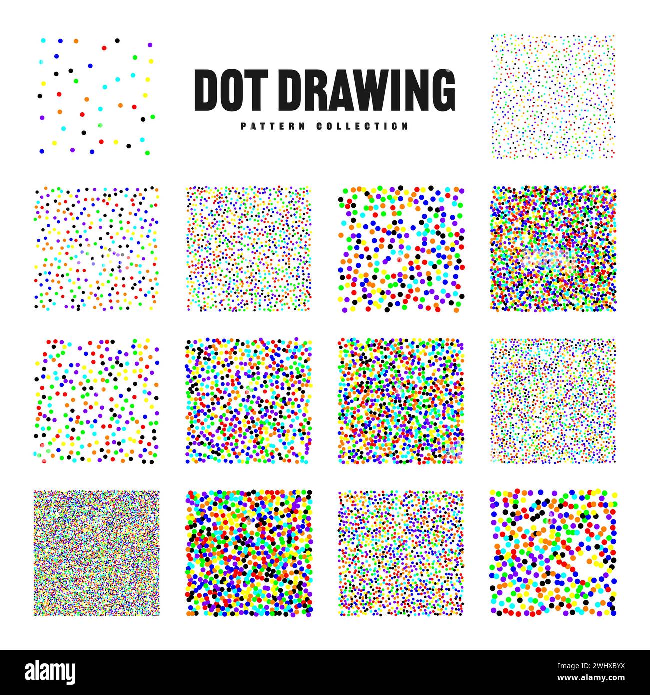 Square shaped dotted objects, vintage stipple elements. Stippling ...