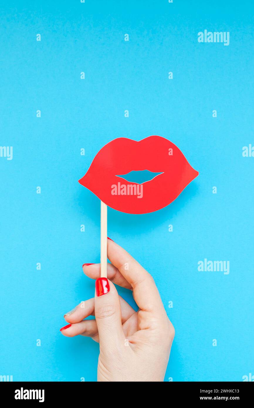 Red paper photo booth props female lips Stock Photo - Alamy