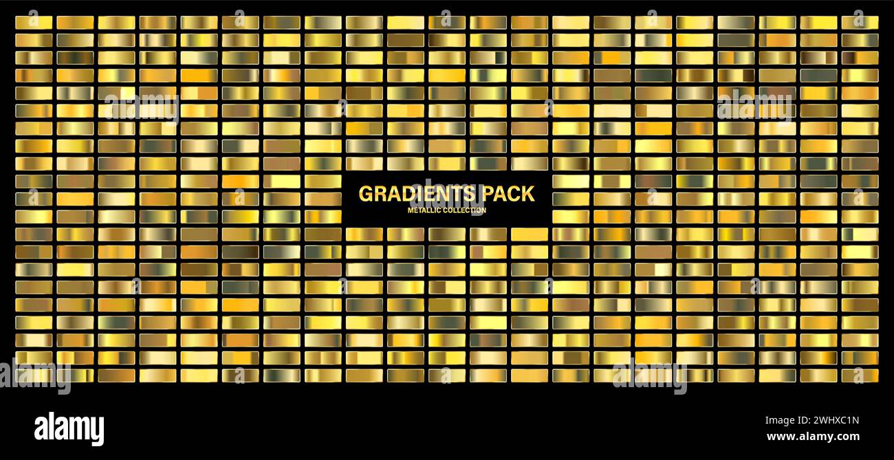 Golden glossy gradient, gold metal foil texture. Color swatch set ...