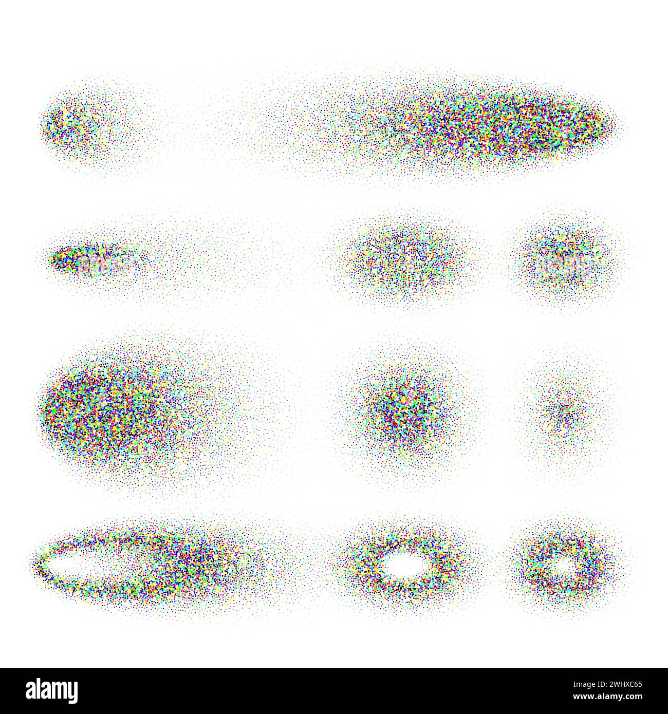 Stipple shadows set, dotted design elements. Fading gradient. Stippling ...