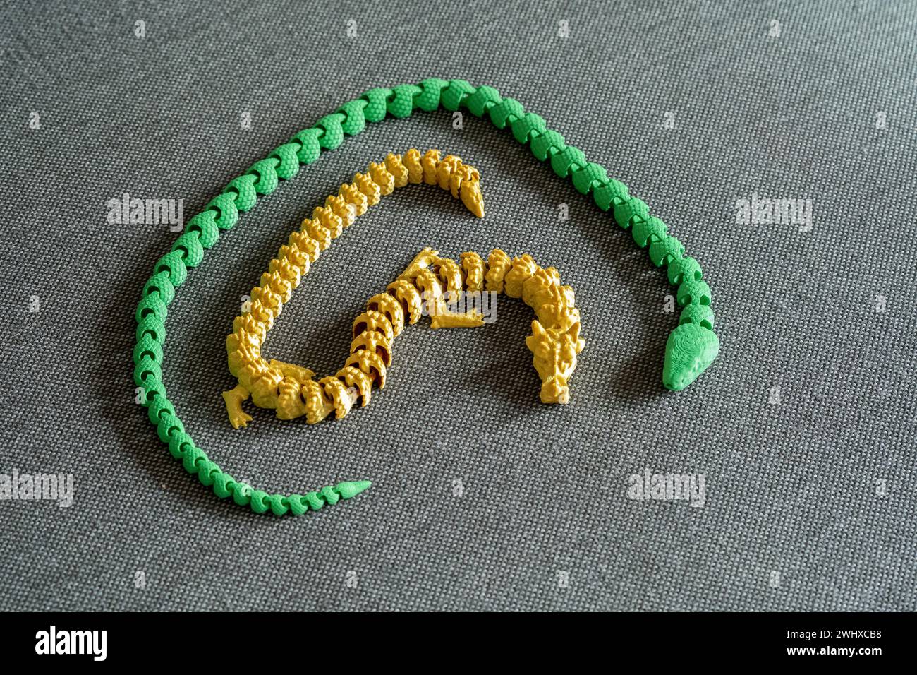 Two complex detailed flexible 3D printed dragon snake models, 3d print ...