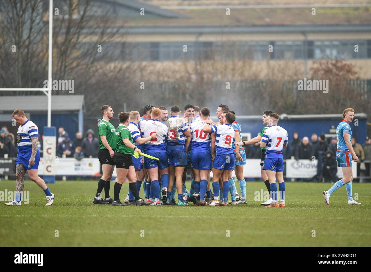 Halifax, England - 7th February 2024 - Things get heated. Rugby League ...
