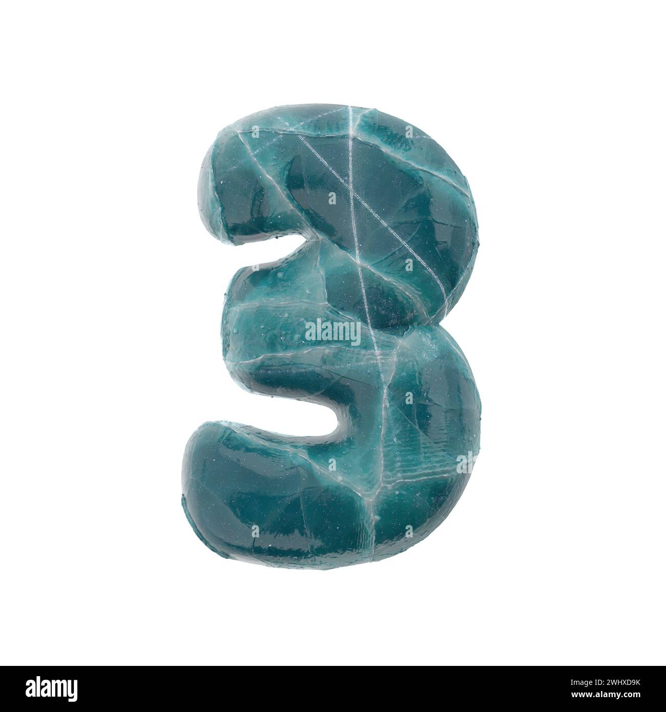 Cracked ice number 3 - 3d frozen digit - Suitable for Nature, winter or ...