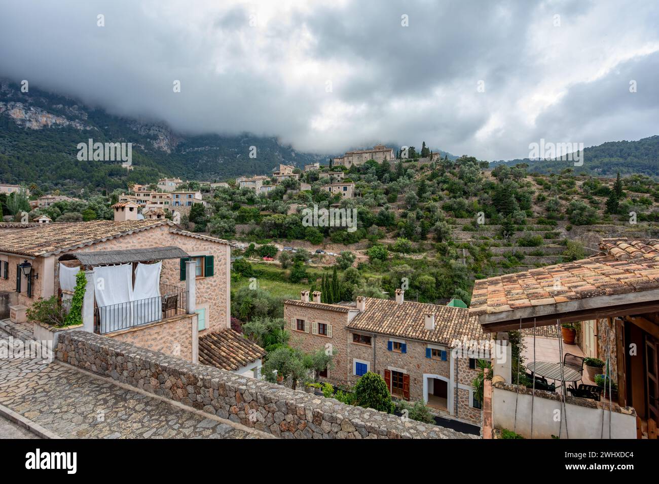 Historic center of town of Deia, Balearic Islands Mallorca Spain Stock ...