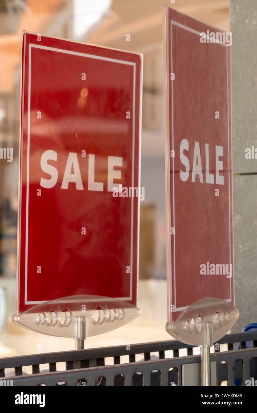 Shop window with sign Sale Stock Photo - Alamy