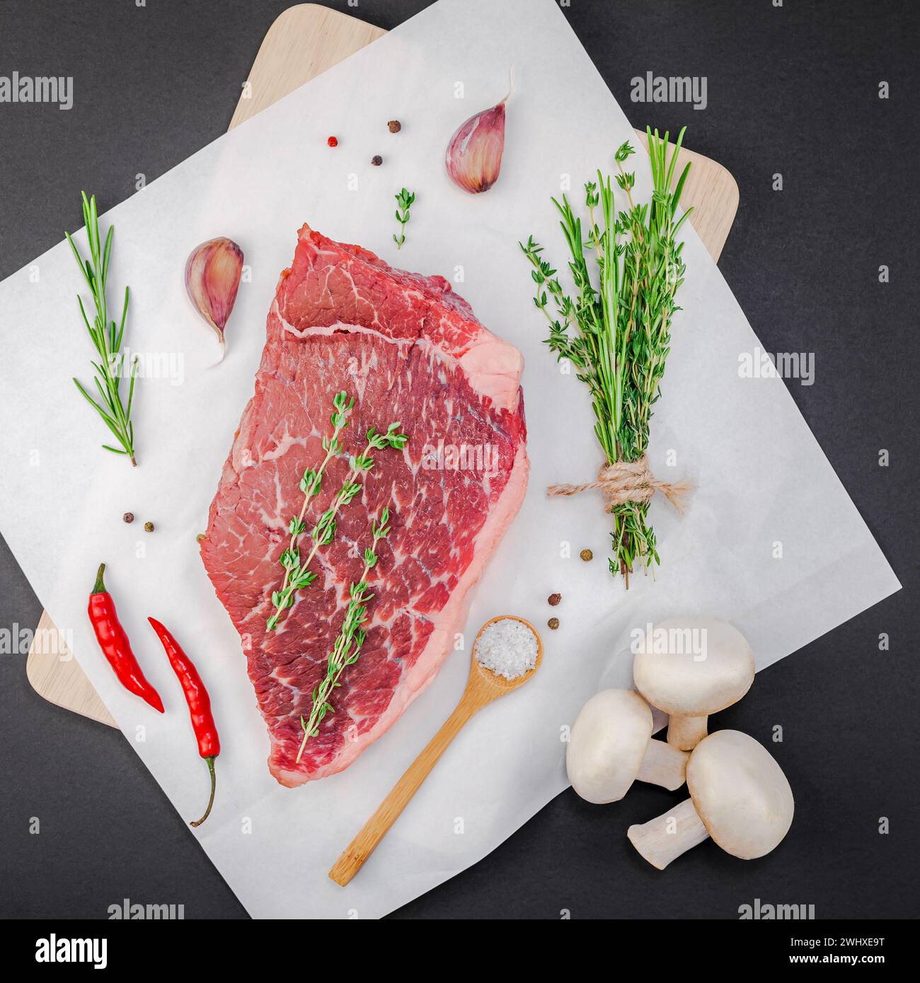 Fresh beef fillet with ingredients in cooking Stock Photo - Alamy