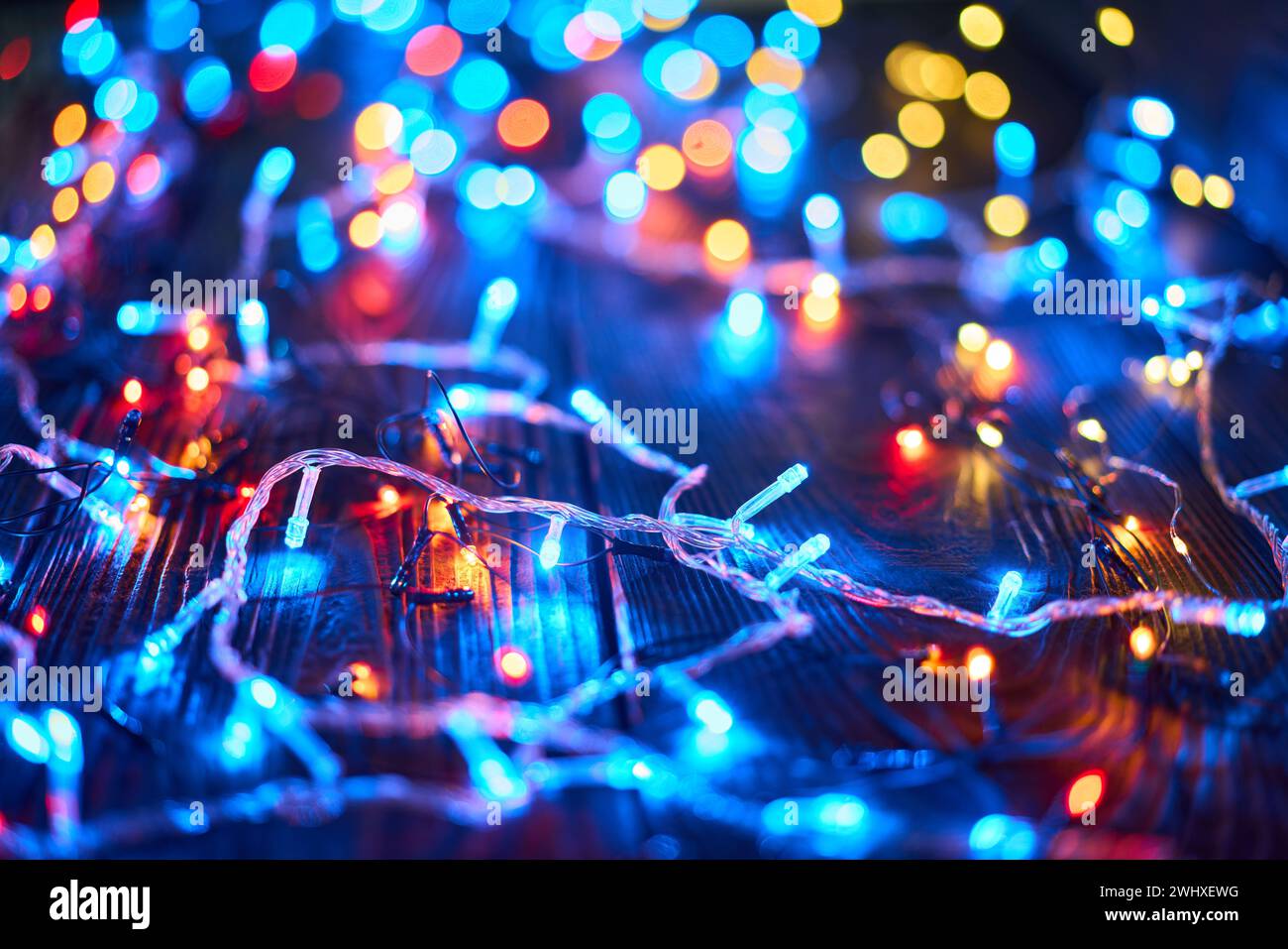 Colorful christmas lights background Stock Photo - Alamy
