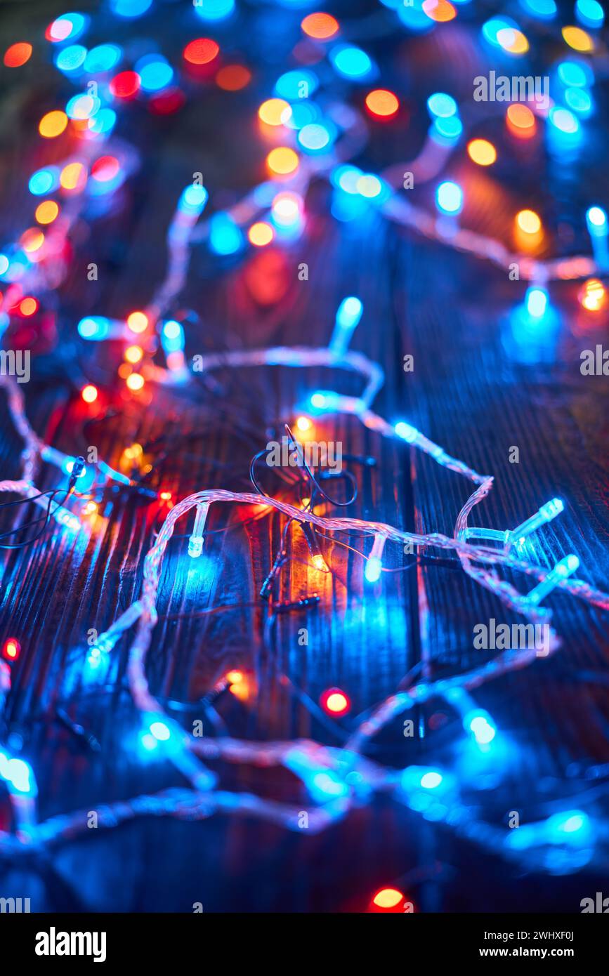 Colorful christmas lights background Stock Photo - Alamy