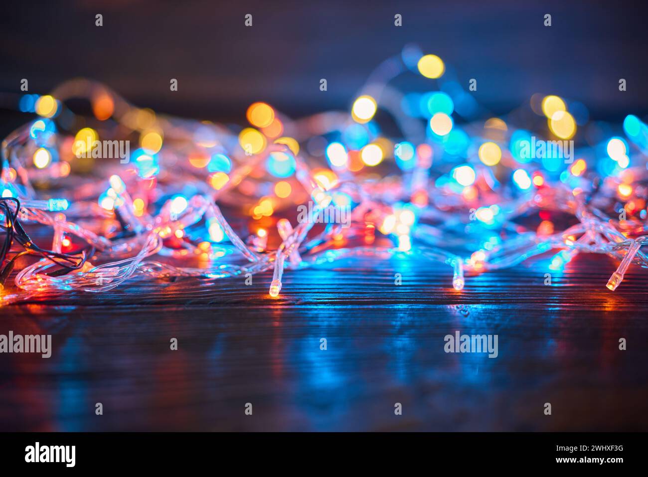 Colorful christmas lights background with copy space Stock Photo - Alamy