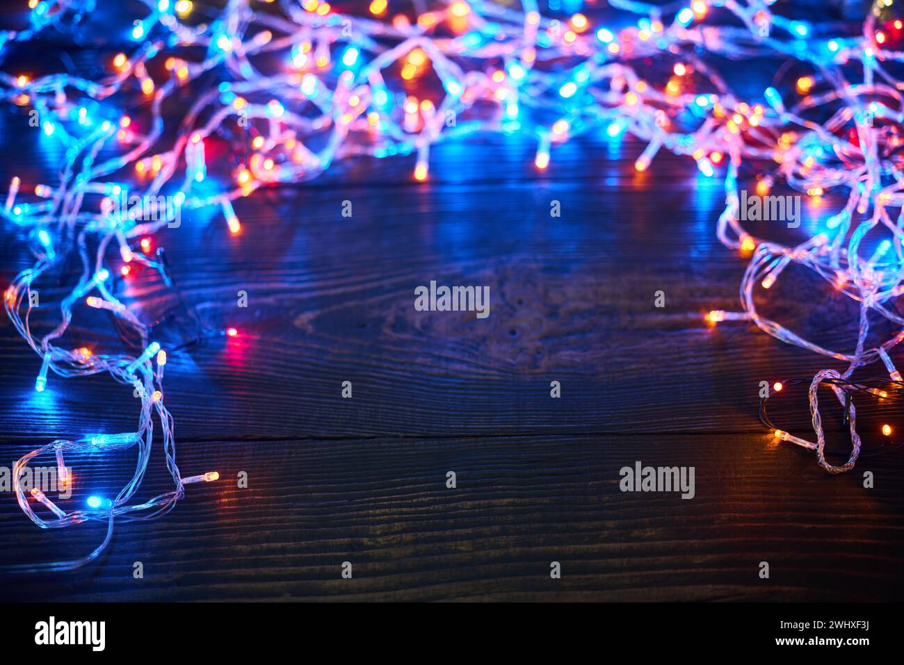 Colorful christmas lights background with copy space Stock Photo - Alamy