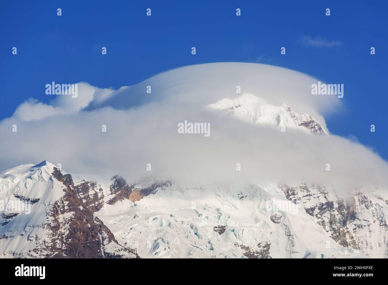 Hiking in the fantastic landscape of the Peruvian high mountain Andes ...